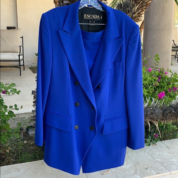 Escada | Other | Escada Blue Suit With Skirt | Poshmark